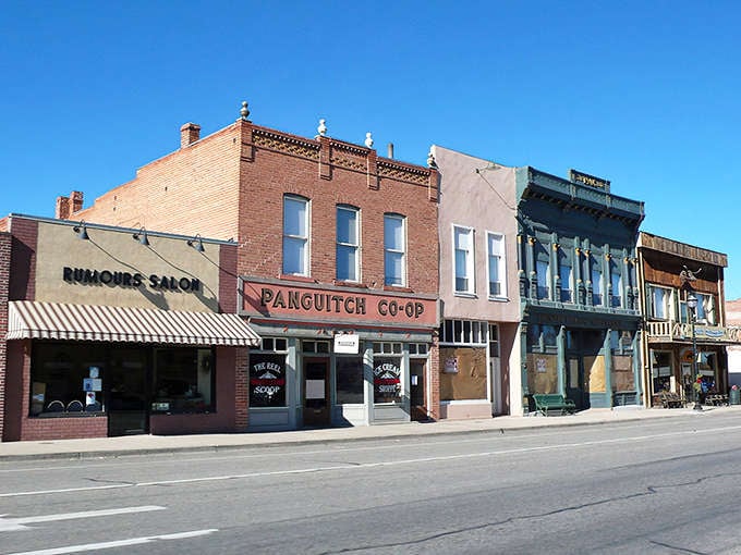 Historic brick buildings line Panguitch's downtown, where the Panguitch Co-op has been the social hub since pioneer days.