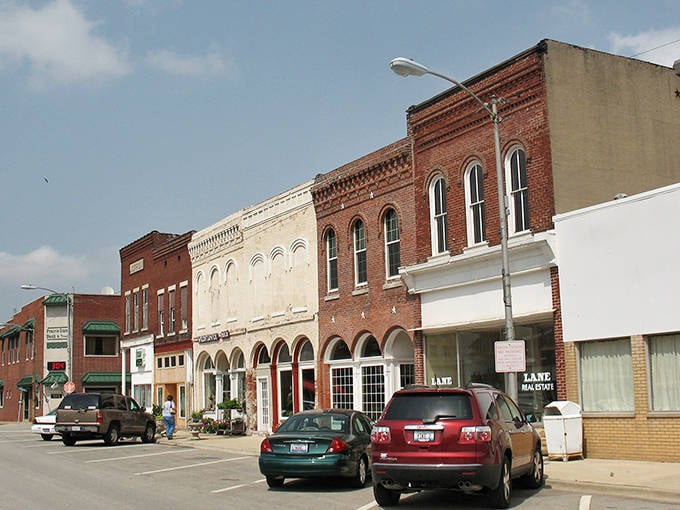 These charming storefronts in Virden have witnessed decades of small-town life. Each building tells a story of Illinois' heartland.