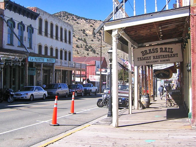 The Brass Rail Family Restaurant stands as a testament to Virginia City's mining heyday, where fortunes were made and lost over dinner.
