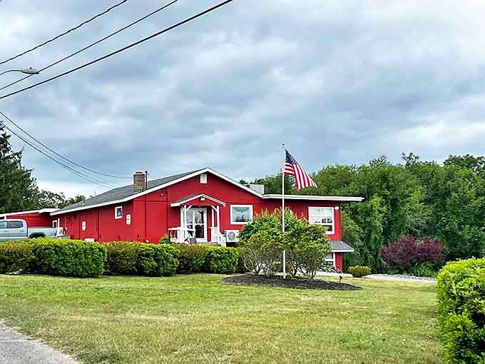 This cheerful red building with its proudly waving flag feels like the kind of place where everybody knows your name &ndash; and your coffee order.