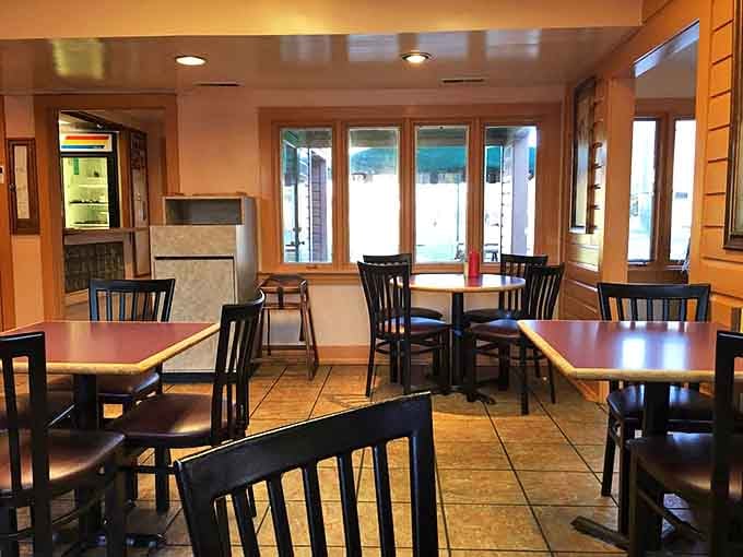 Simple tables, clean lines, and zero pretension&mdash;this dining room isn't trying to impress you with d&eacute;cor because it's saving all the wow-factor for your taste buds.
