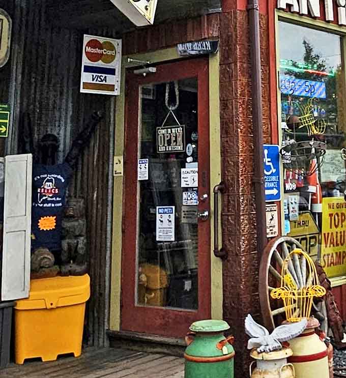 "Come in, we're OPEN" &ndash; five simple words that promise hours of delightful distraction. The entrance is adorned with vintage finds that whisper, "There's more where we came from."