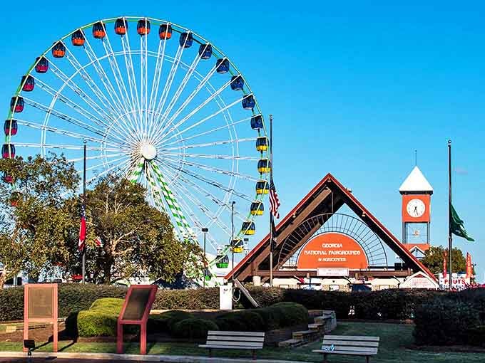 At the Georgia National Fairgrounds, that towering Ferris wheel isn't just a ride—it's a beacon of joy visible for miles around Perry.