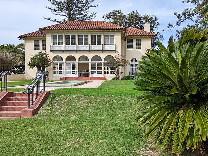 The Mediterranean-style Hui No'eau Visual Arts Center stands as an elegant cultural anchor for Makawao's thriving arts scene.