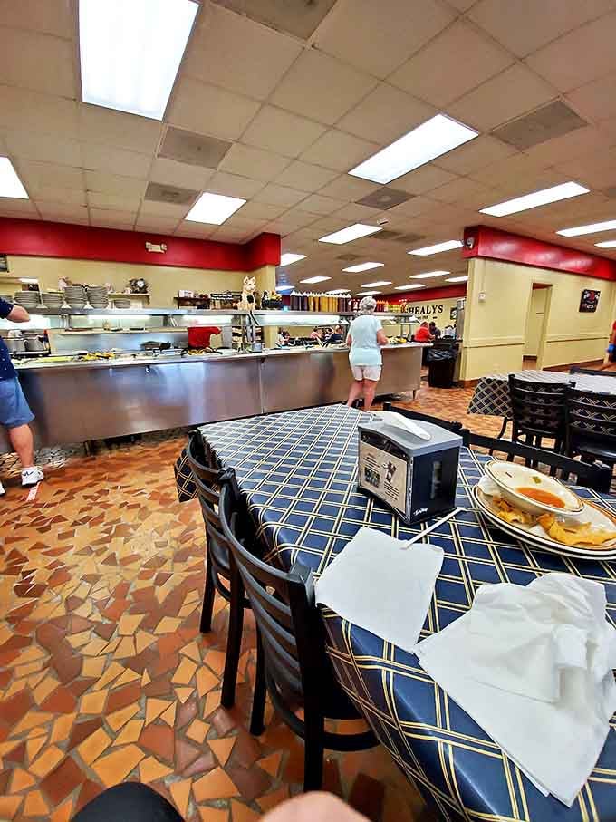 The cafeteria-style setup at Shealy's follows the golden rule of Southern dining: get folks to the good stuff as efficiently as possible.