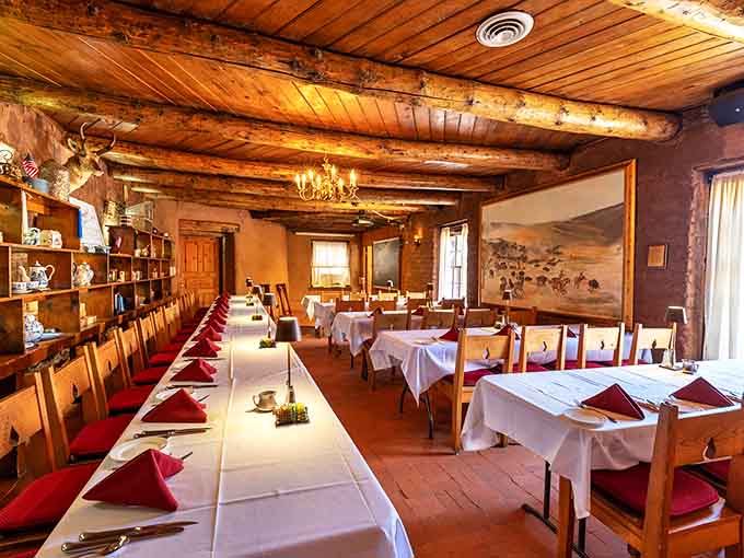 Exposed wooden beams and white tablecloths create that perfect "fancy but not fussy" atmosphere where you can celebrate your promotion or Tuesday night.
