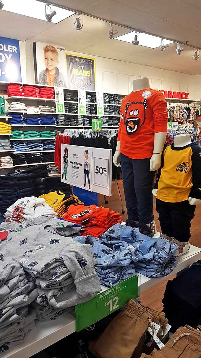 Kids' fashion that won't break the bank! These colorful displays prove that outfitting growing children doesn't require a second mortgage.