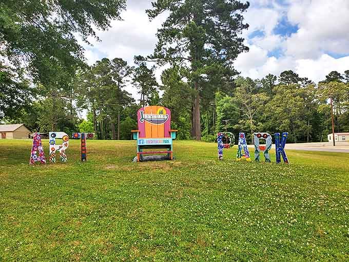The whimsical Art Park's oversized chair invites you to be a kid again—proof that Leesville knows sometimes the best attractions are the simplest ones.