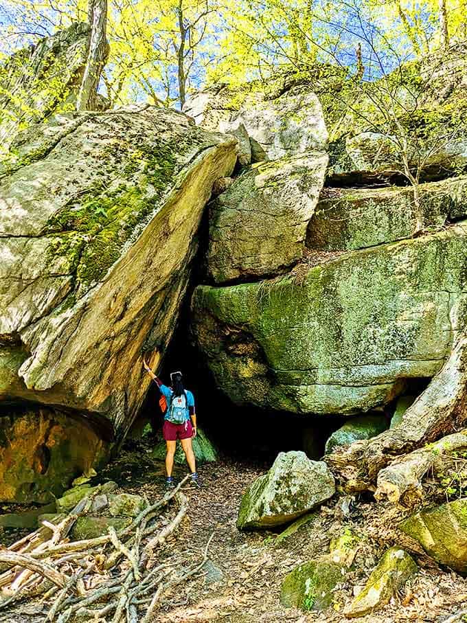 Mother Nature's architectural marvel – where massive glacial boulders create passages that make you feel like Indiana Jones on a weekend getaway.