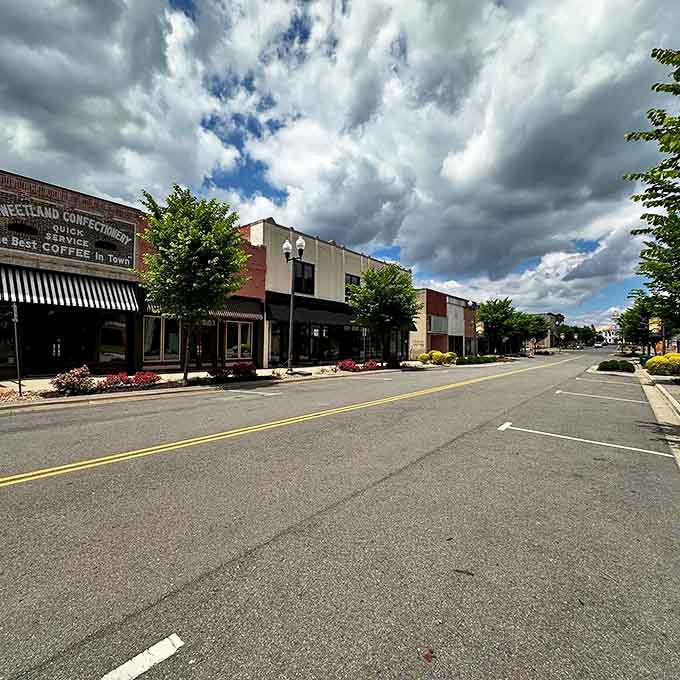 Under dramatic skies that would make a Hollywood cinematographer jealous, Pine Bluff's storefronts offer the kind of Main Street charm that big box retailers try desperately to imitate.
