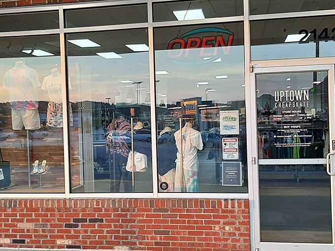 Open has never been a more inviting word. The storefront's clean lines and mannequin displays offer a preview of the style sanctuary awaiting inside.