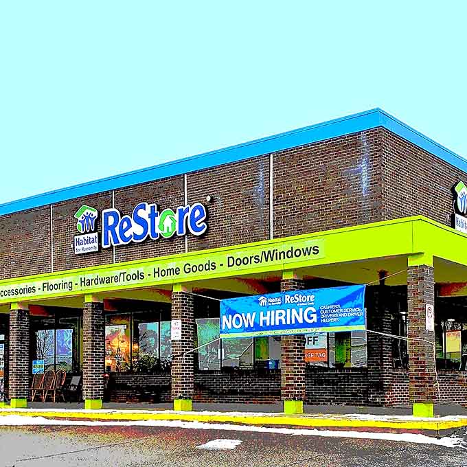 Where thrift meets purpose: The ReStore's vibrant exterior promises treasures inside while its mission builds homes and hope throughout Michigan.