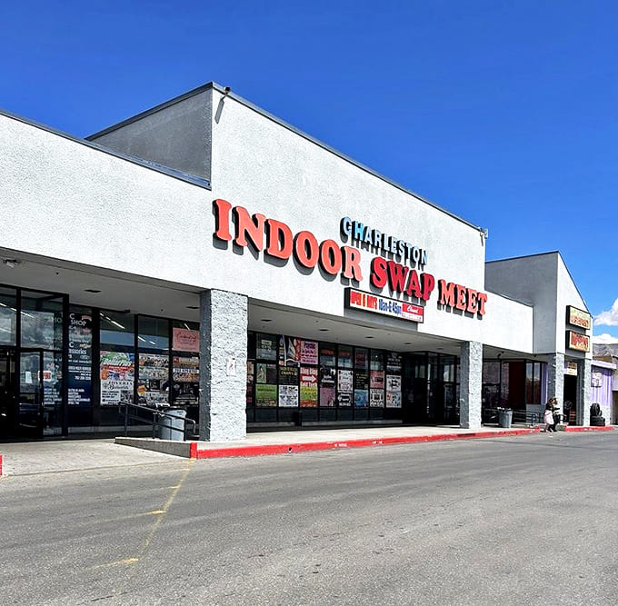 Vegas's best-kept secret hides in plain sight, its bold red lettering a siren call to bargain hunters who know the real jackpots aren't found on the Strip.