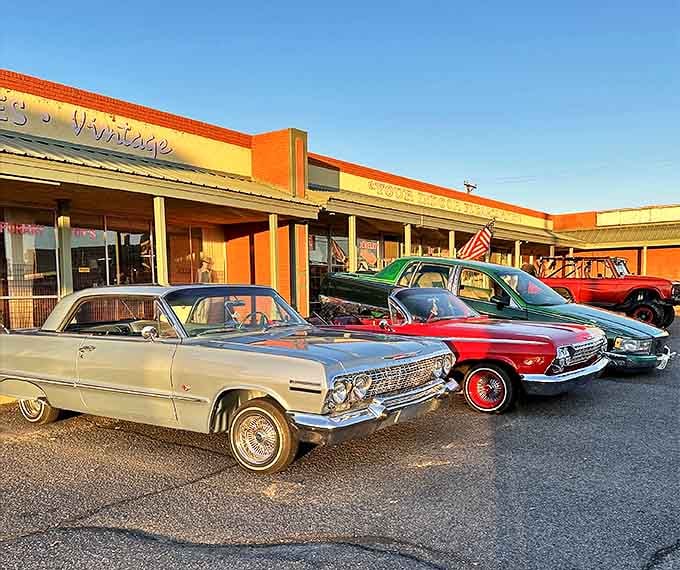 Classic American muscle gleams in the New Mexico sun outside this unassuming treasure trove. The real showroom, however, awaits inside.