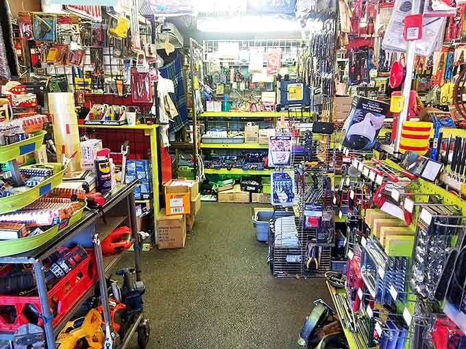 Tool heaven or hardware fever dream? This vendor's stall is so packed with gadgets, you'll need a treasure map just to find the checkout counter.