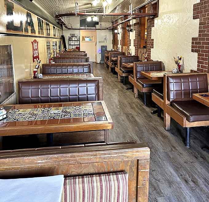 Inside, brown vinyl booths and wooden tables create the perfect backdrop for countless family gatherings, first dates, and "I can't believe I ate the whole thing" moments.