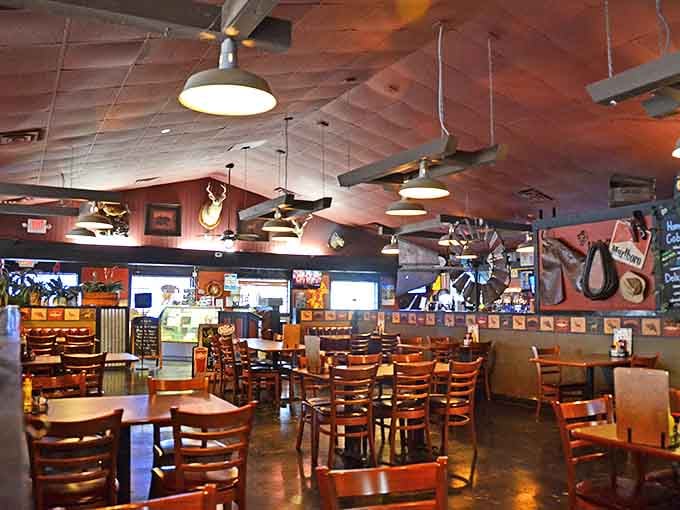 The dining room's warm wood tones and tasteful decor create that rare atmosphere where both first dates and family reunions feel equally at home.