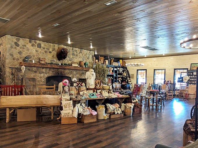 Step inside and you're transported to grandma's dream living room, if grandma had enough seating for half the county and a stone fireplace that whispers "stay awhile."