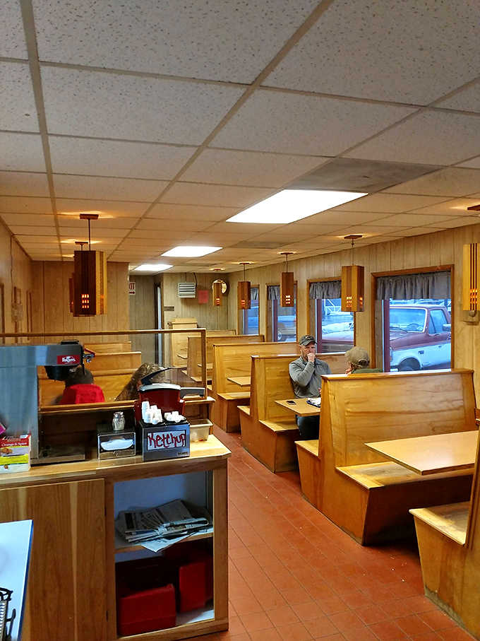 Wooden booths line the walls inside Dub's, where conversations have flowed as freely as the coffee for generations of Idaho locals.