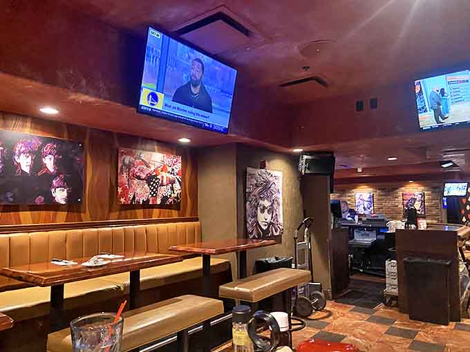 Rock legends watch over diners from the walls while comfortable booths invite you to settle in. This isn't Vegas flash – it's Vegas soul.