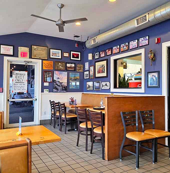 Blue walls adorned with maritime memories create the perfect backdrop for seafood feasting&mdash;no pretension, just pure Rhode Island charm.