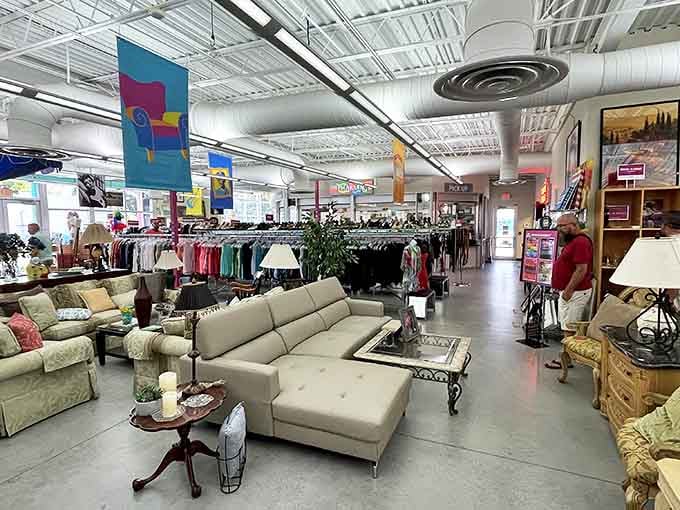 Not your grandmother's cluttered thrift shop. The spacious interior offers treasure hunting without the claustrophobia, with furniture and fashion peacefully coexisting.