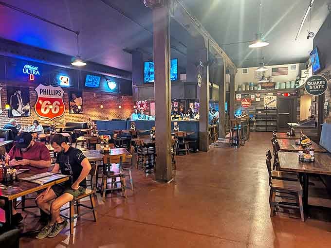 Inside, nostalgia meets appetite with exposed brick, vintage signs, and wooden tables that have witnessed countless "mmms" and "aahs" from satisfied diners.