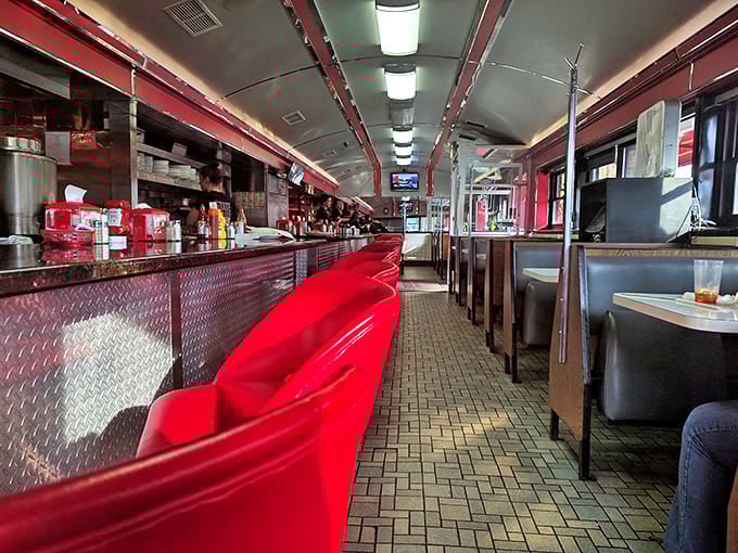 The classic railroad-car interior with those fire-engine red counter stools isn't retro by design &ndash; it's authentic by survival, outlasting food trends and fads.
