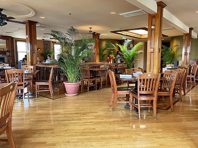 Warm wooden tones and tropical palms create an atmosphere that's both nautical New England and island getaway&mdash;the perfect backdrop for seafood indulgence.