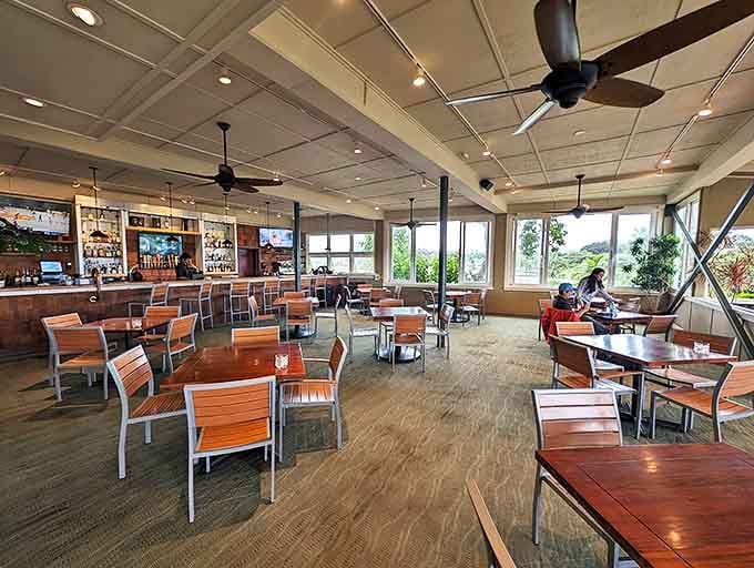 Airy and bright, the interior dining space offers the perfect blend of casual comfort and upscale dining with those million-dollar ocean views.
