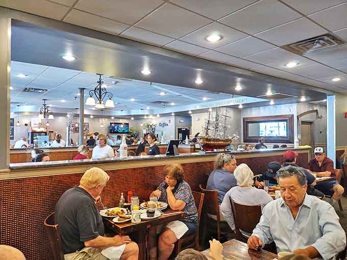 Inside, the buzz of conversation mingles with the clinking of silverware, creating that symphony of satisfaction only a great diner can conduct.