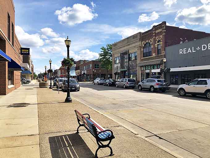 Austin's downtown invites you to stroll past century-old architecture where SPAM is celebrated and parking spots are always available.