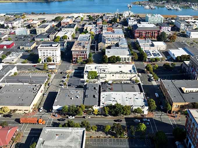 Eureka's historic downtown looks like a Victorian movie set with colorful buildings housing local shops and eateries.