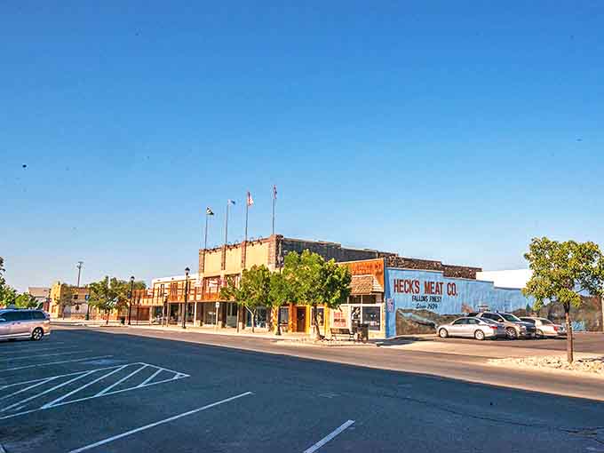 Fallon's sun-drenched main street showcases the heart of this agricultural oasis, where local businesses thrive under Nevada's endless blue sky.