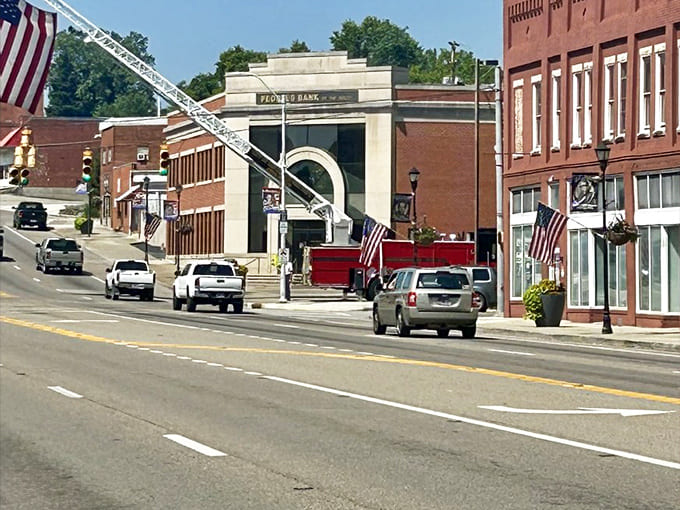 LaFollette's historic downtown, where the People's Bank building stands as a testament to small-town prosperity and permanence.