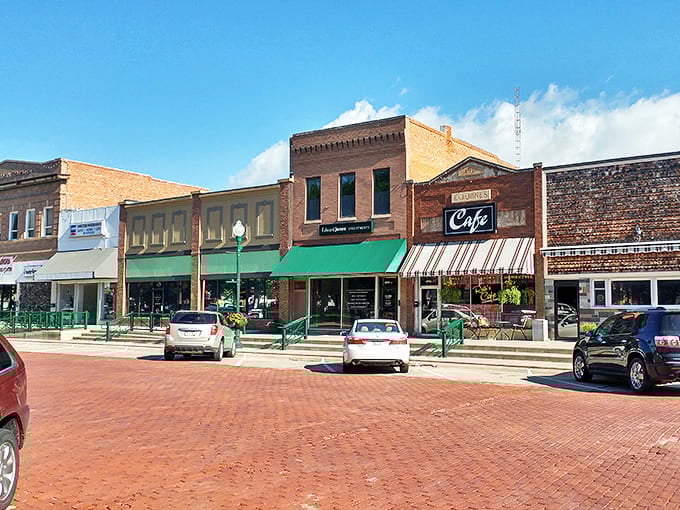 Brick streets and colorful awnings make Aurora's downtown feel like a movie set where everyone knows your name.