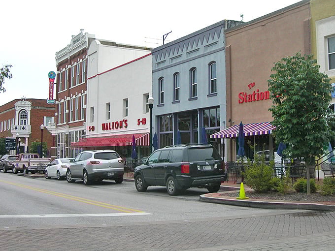 Classic Main Street America where every storefront tells a story worth discovering.