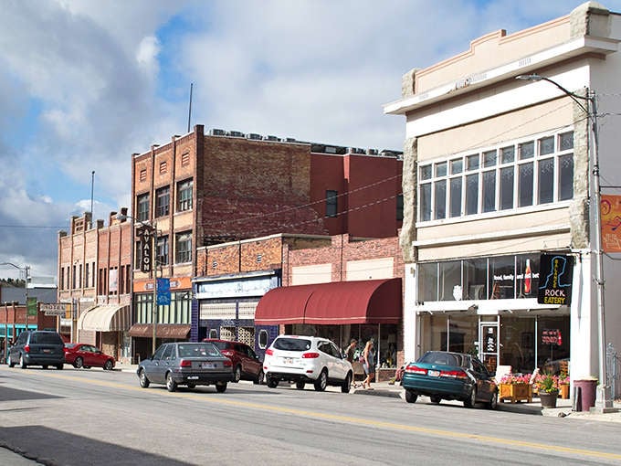 The warm brick facades of Helper's downtown tell stories of coal mining days while housing today's thriving art scene.