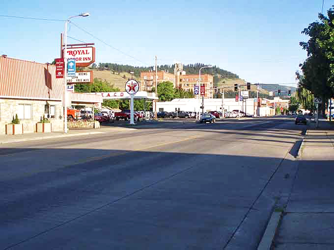 The crisp blue skies of Eastern Oregon create the perfect backdrop for La Grande's well-preserved brick buildings.