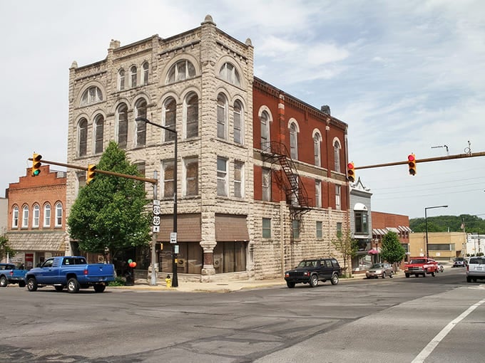 The impressive stone facades of Logansport's downtown buildings tell stories of a prosperous past worth preserving.