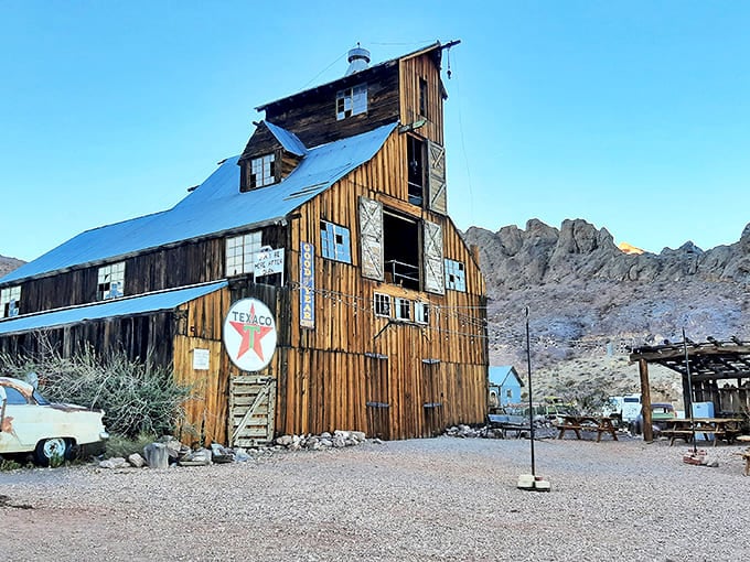 This weathered wooden building in Nelson Ghost Town has seen more drama than a season of Yellowstone.