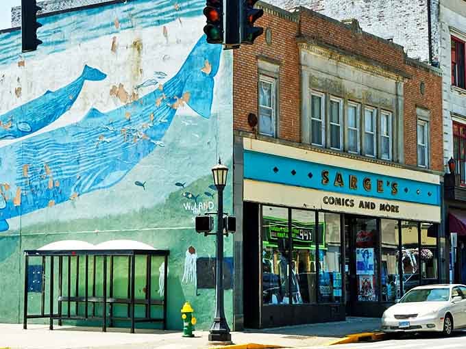 A splash of whimsy meets small-town charm in New London, where even the wall murals seem to say "stay awhile."