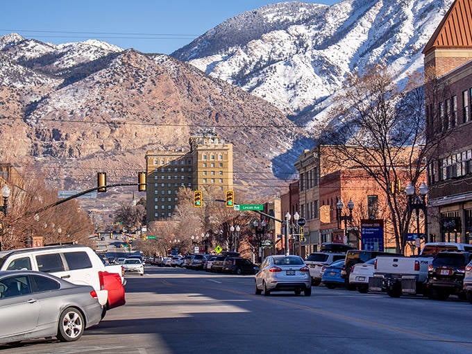Mountains cradle downtown Ogden like protective parents, reminding shoppers and diners that adventure is just minutes away.