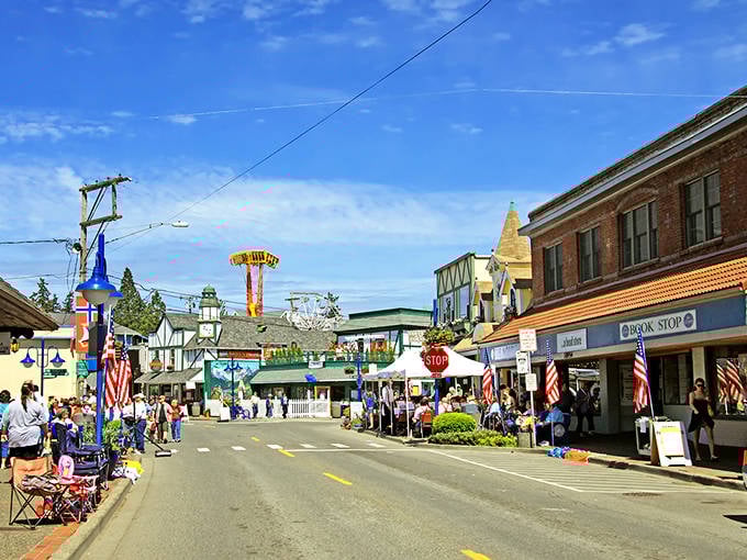 "Little Norway" comes alive in Poulsbo's waterfront district, where colorful buildings create a postcard-perfect scene straight from a European dream.