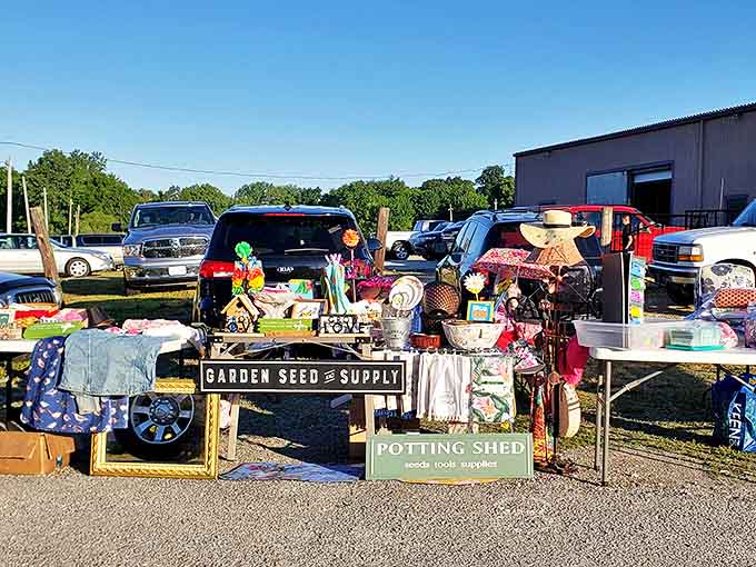Garden treasures await at this tailgate display. Who knew the back of a pickup truck could become such a charming pop-up shop?