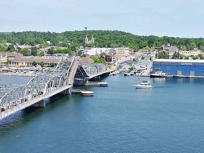 The iconic steel bridge connects two sides of water-loving life in Sturgeon Bay, a postcard come to life.