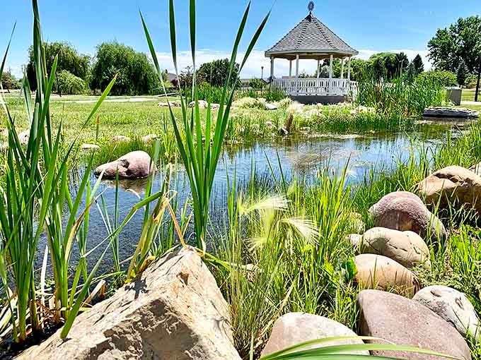 Tranquility with a gazebo view. Ashley Valley Community Park offers a peaceful pond retreat where even the reeds seem to whisper, "Slow down, will ya?"