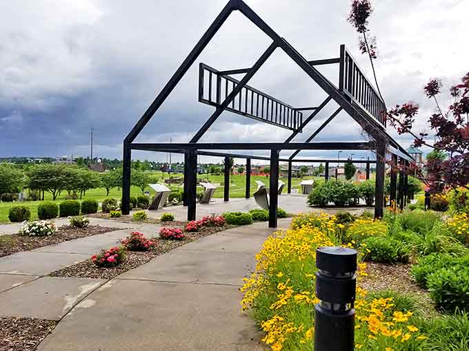 Cunningham Park's symbolic house frame stands as both memorial and celebration, showcasing Joplin's remarkable resilience after the 2011 tornado.