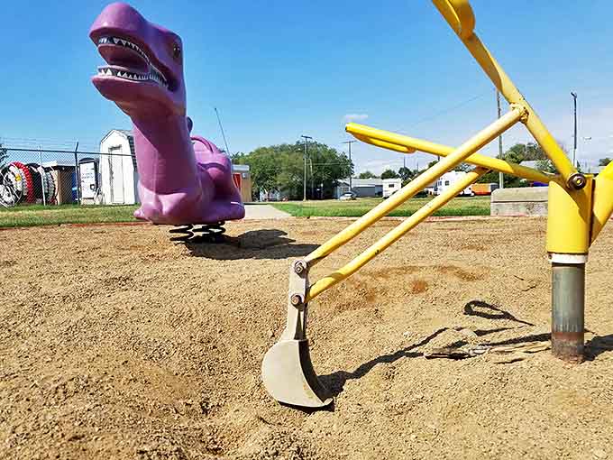 That purple dinosaur slide has seen more action than most theme parks, and the kids don't need a second mortgage to enjoy it.