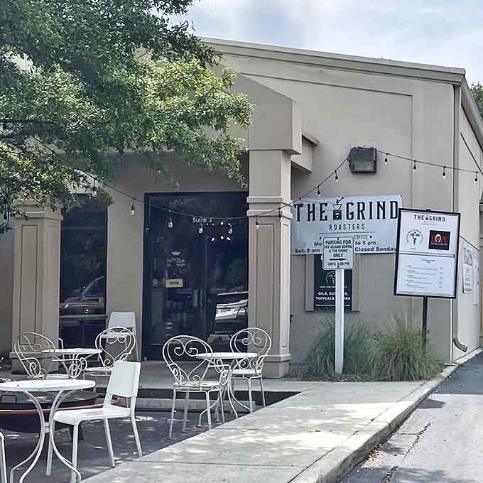 The Grind Roasters isn't just serving coffee; it's offering a morning ritual where wrought-iron chairs invite you to linger over conversations that never feel rushed.